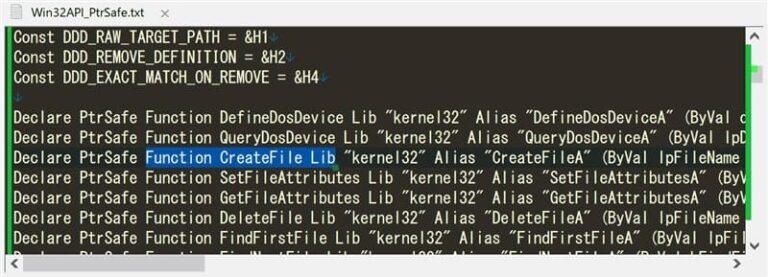 VBA Win32API 64ビット版Excel対応に修正